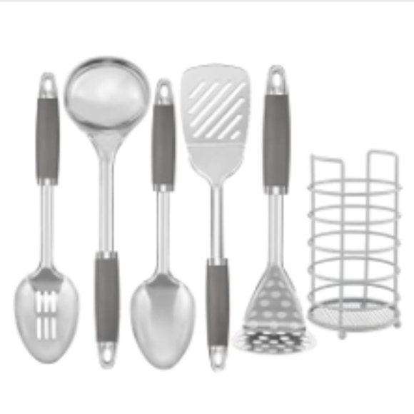 HIMAAT | Kitchen | 6 Pc Stainless Steel Kitchen Utensils W Holder ...